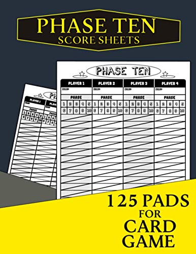 PHASE TEN Score Sheets for CARD GAME: Phase 10 Score Sheets for CARD ...