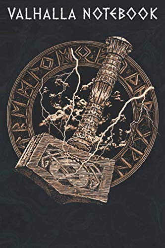 VALHALLA NOTEBOOK: Viking Thor Hammer Illustration College Line Ruled ...