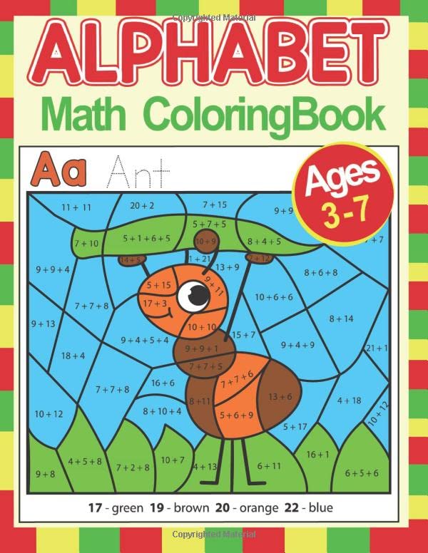 Alphabet Math Coloring Book Ages 3-7: Kindergarten, exercise book ...