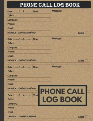 Phone Call Log Book: Telephone Message Book, Voicemail Notebook, Home ...
