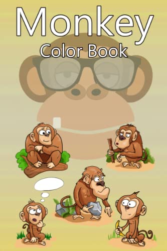 Monkey Color Book: Simple, Easy And Large Print Designs Of Unique ...