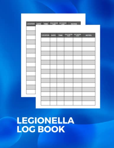 Legionella log book: Legionella testing journal, Water Temperature ...
