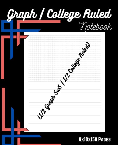 1/2 Graph 5x5 | 1/2 College Ruled Note book: ½ Graph | ½ College Ruled ...