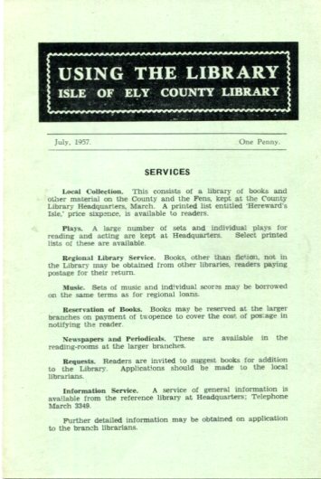 Using the Library: Isle of Ely County Library by Isle of Ely County ...