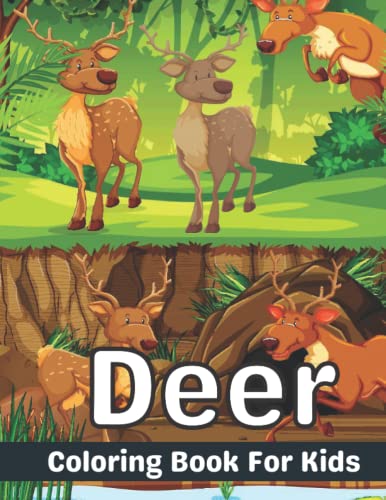 Deer Coloring Book For Kids: Cute Deer Relaxing antistress illustration ...