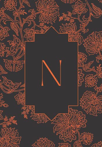 Letter N Notebook: Black and Orange Floral Design Journaling Notebook ...