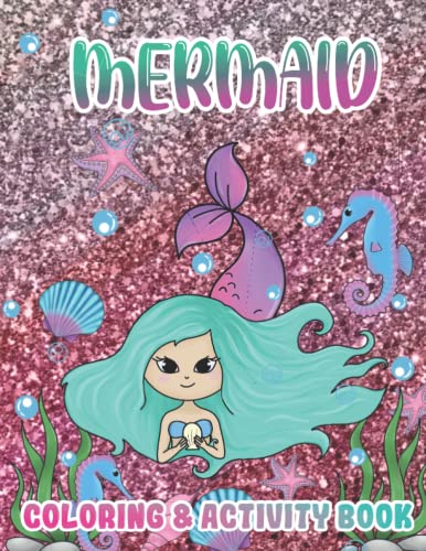 Mermaid Coloring Book Glitter Effect for Girls, Kids Activity Book for ...