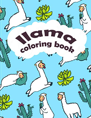llama coloring book: 45 cute and fun llama designs and alpaca coloring ...