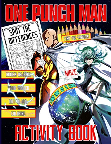 One Punch Man Activity Book: Maze, Dot To Dot, One Of A Kind, Find ...