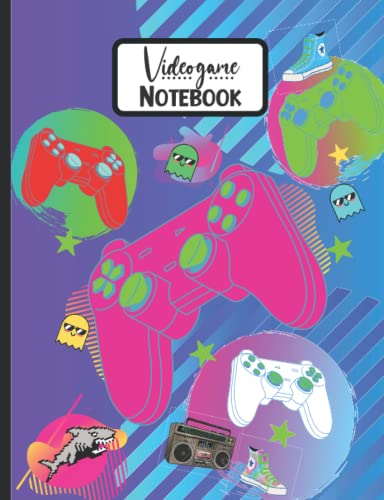 Videogame Notebook: Different Colorful Game Controller Composition Notebook 120 Lined Pages 7 ...