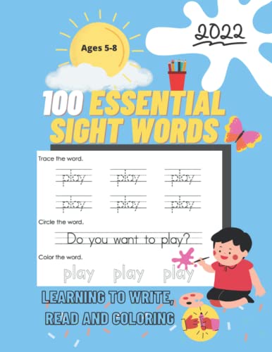 100 essential sight words activity workbook 2022: Say It, Color It ...