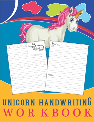 unicorn handwriting workbook: letter tracing workbook for preschoolers ...