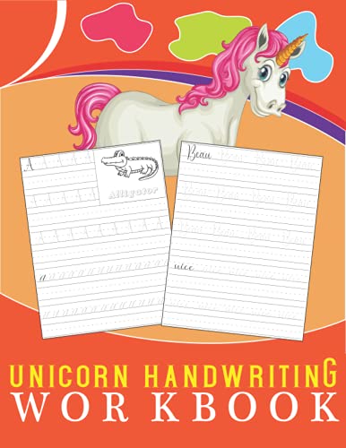 unicorn handwriting workbook: letter tracing workbook for preschoolers ...