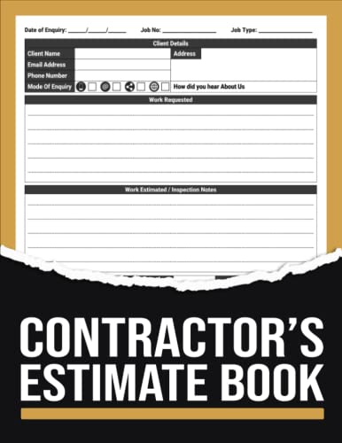 Contractor's Estimate Log Book: Estimate Book Contractor | Job Estimate ...