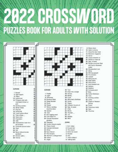 2022 crossword puzzles book for adults with solution: Large Crossword ...