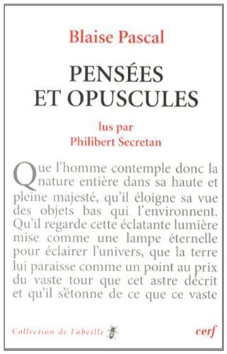 BLAISE PASCAL : PENSÉES ET OPUSCULES by Philibert SECRETAN PHILIBERT ...
