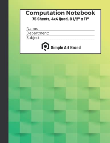 Simple Computation Notebook | Green Color Graph Paper | 4 X 4 Quad | 8. ...