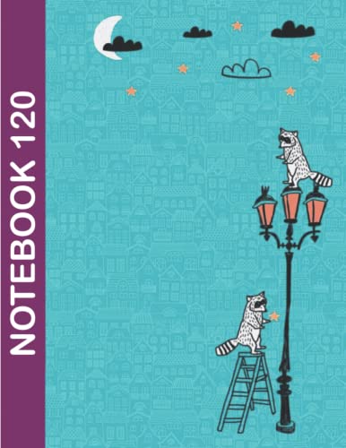 Notebook: Lined Journal - Raccoon Light Blue - College Ruled - 120 ...