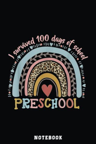Boho Rainbow I Survived 100 Days Of Preschool School Student Notebook ...