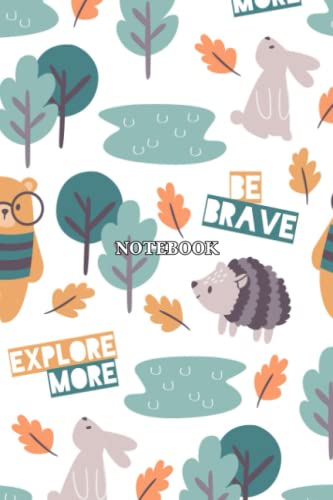 Notebook: Lined Notebook Journal - Colorful doodle forest animals and ...