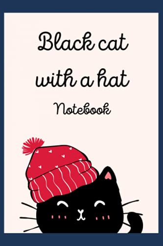 black cat with a hat notebook blue background: Pretty Kawaii Cat ...