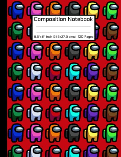 Among Us Composition Notebook: Awesome Book RED ALL CHARACTERS PACK ...