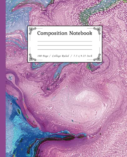 Notebook: Notebook - Lavender Purple Marble Composition Style Notebook ...