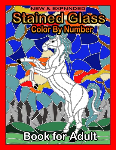 Stained Glass Color By Number Book for Adults: Simple Large Print ...