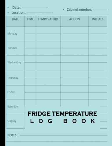Fridge Temperature Log Book: Food Temperature Log Sheets/Temperature ...