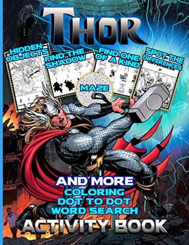 Thor Activity Book: Exclusive Maze, Dot To Dot, One Of A Kind, Find ...