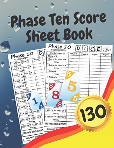 Phase Ten Score Sheet Book: 130 Large Phase 10 Card Game Score Pads ...