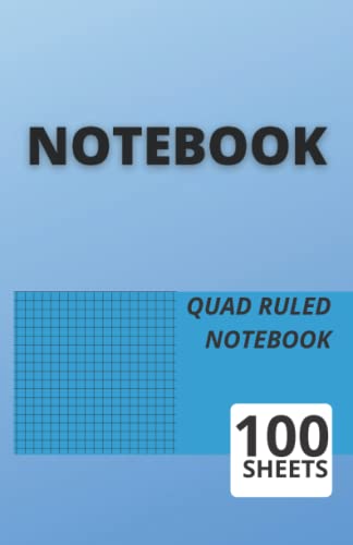 Quad Notebook, 1 Subject, Quad Ruled, 100 Sheets, Grid Notebook with ...