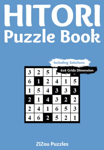 Hitori Puzzle Book 6x6 Grids Dimension Including Solutions by Zizou ...