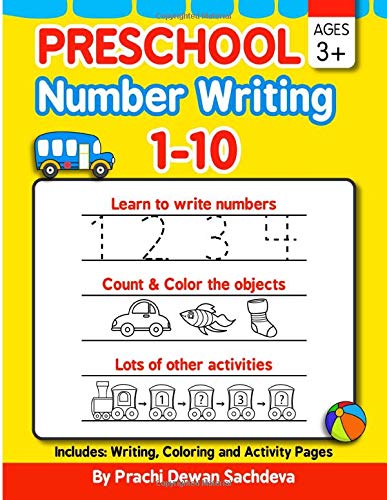 Preschool Number Writing 1 - 10, Ages 3+: Home Learning Book with ...