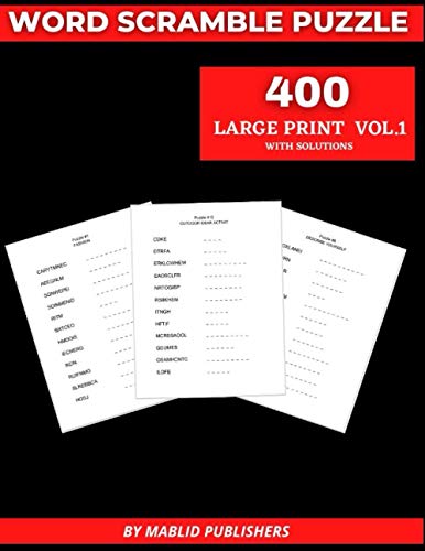 Word Scramble Puzzle 400 large print with solutions: word scramble for ...