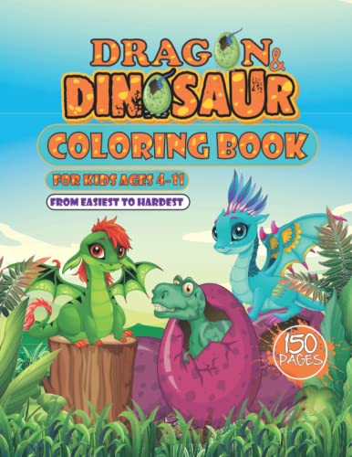 Dinosaur & dragon coloring books for kids: Coloring Book for Kids 4-8,8 ...