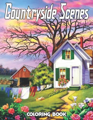 Countryside Scenes Adult Coloring Book: Easy and Simple Large Print ...