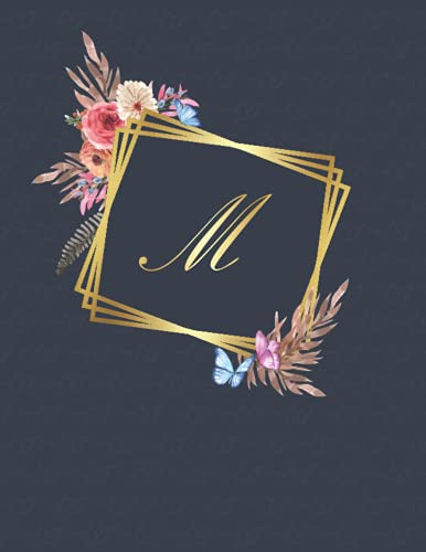 Letter M Notebook: Notebook Journal Initial Gold And classy Floral ...