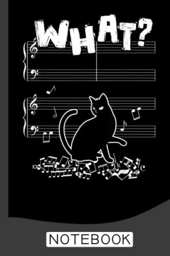 Cat What Funny Cat Music Note Notebook: Cat Animal Lover Notebook For ...