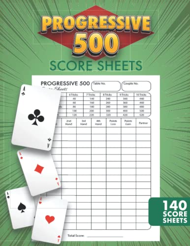 Progressive 500 Score Sheets: 140 Large Progressive 500 Score Pads For ...