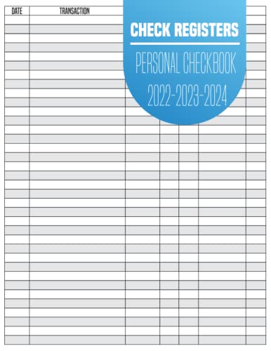 check registers for personal checkbook 2022-2023-2024: Debit & Credit ...