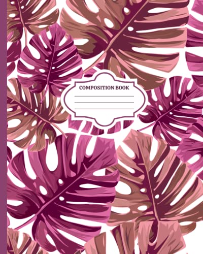 Pink Monstera Leaves Composition Book: Tropical Plants Lined Notebook ...