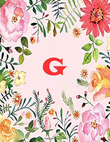 G: Monogram Initial G Notebook for Women, Girls and School, Pink Floral ...