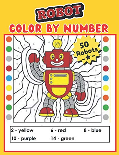 Robot color by Number: Math Activity Book Arcturus Color by Numbers ...