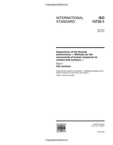 ISO 13732-1:2006, First Edition: Ergonomics of the thermal environment ...
