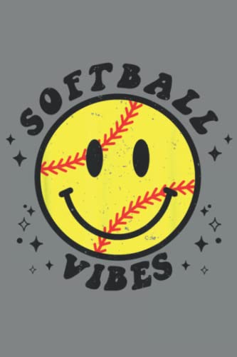 Vintage Retro Softball Vibes Smiley Face 80 s 90 s Aesthetic: notebook ...