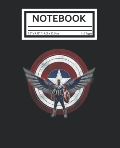 Notebook: Captạin Amerịca Falcọn Shiẹld Wings 110 Pages College Wide ...