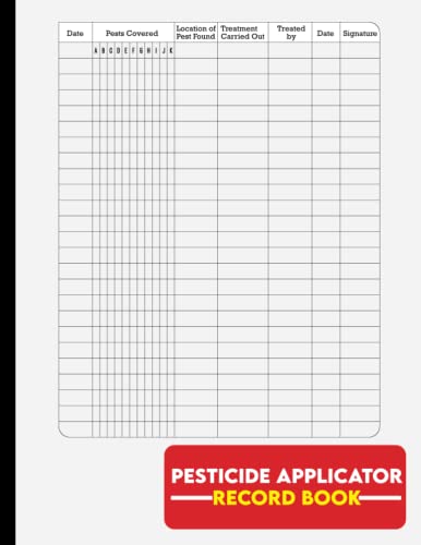 Pesticide Applicator Record Book: Pest Control Logbook, Chemical Pest ...
