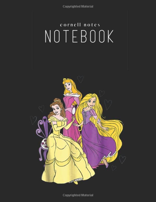 Corell Note Notebook: Disney Princess Belle Aurora And Rapunzel Hearts ...