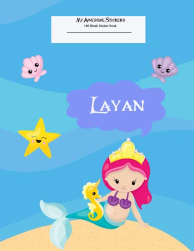 My Awesome Stickers book With Name Layan: Perfect Cute Unicorn Mermaid ...